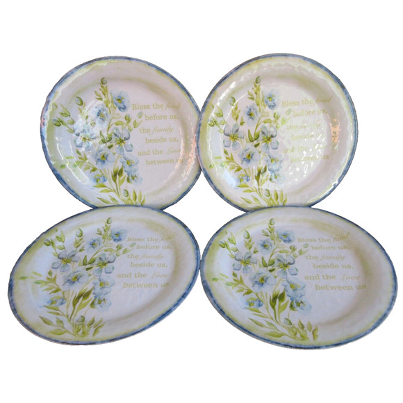 Unbranded | Dining | 4 Melamine Plates Blue Floral Dinner Plates 5 ...